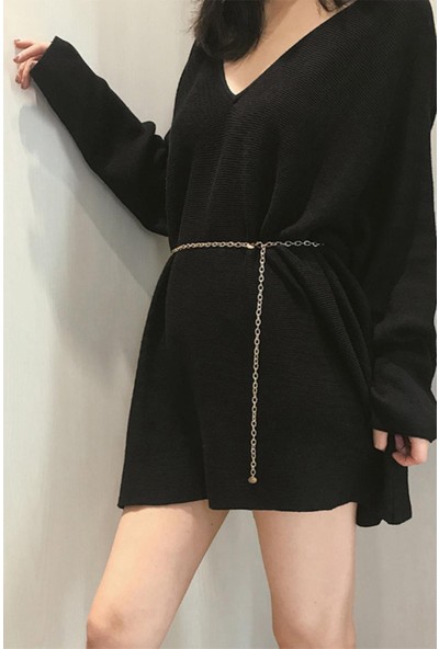 Bahels Gümüş Renk Zincir Detaylı Bel Zinciri