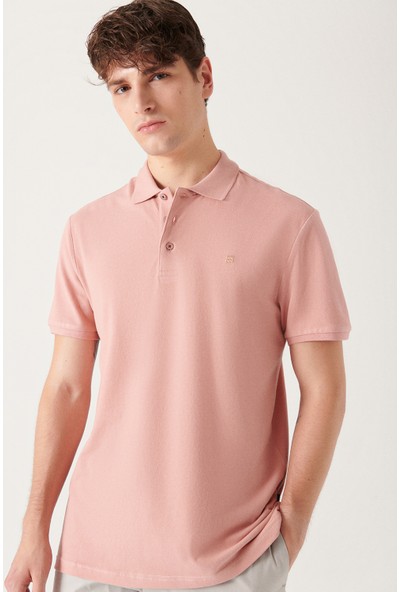 Polo Yaka Düz T-Shirt_gül Kurusu Polo Yaka Düz T-Shirt_gül Kurusu