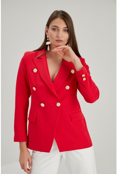 Emredenbak Bayan Düğme Kapamalı Şık Tasarım Blazer Ceket Emredenbak Bayan Düğme Kapamalı Şık Tasarım Blazer Ceket