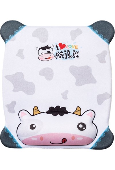 Devils Eye 21.5*17.5cm Silikon Inek Desenli Mouse Pad - Beyaz (Yurt Dışından)