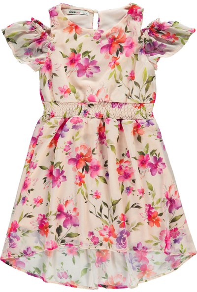 Civil Girls Kız Çocuk Elbise 10-13 Yaş Pudra