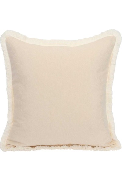 Silversun Kenarları Püsküllü Dekoratif Kırlent Kılıfı Krem K-140