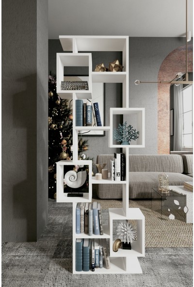 Sanal Mobilya Mona Kitaplık Mat Beyaz
