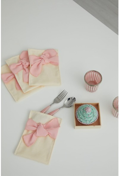 Silversun 4'lü Çatal Bıçak Kaşık Kılıfı Krem - Koyu Pudra Ct-5B