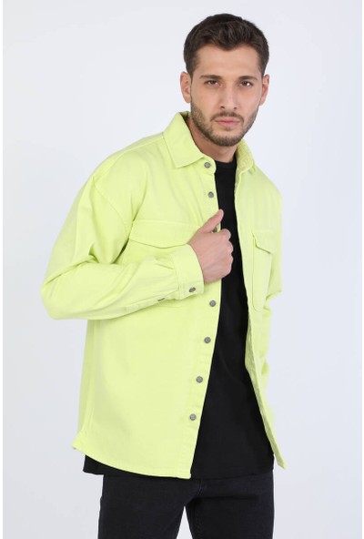 Banny Jeans Erkek Oversize Jean Gömlek Neon Yeşil Banny Jeans Erkek Oversize Jean Gömlek Neon Yeşil