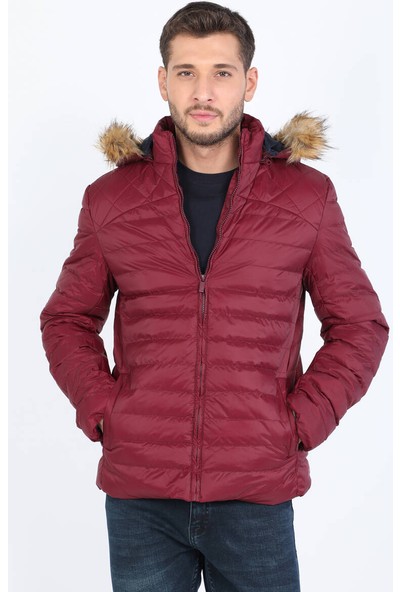 Keep Out Erkek Kürklü Şişme Mont Kırmızı