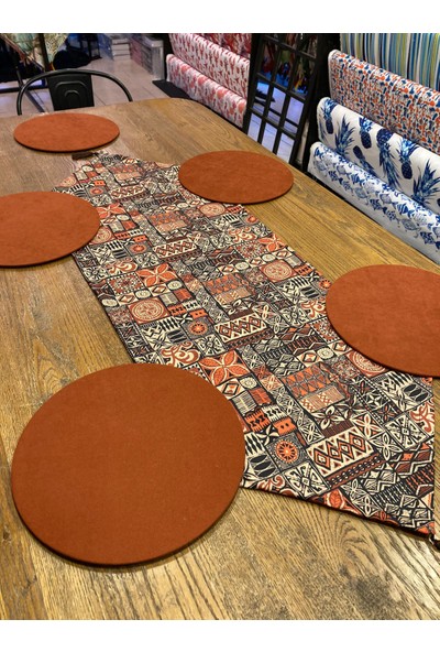 Tue Home Design Yeni Etnik Desen Runner Supla Takım