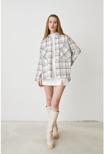 Lime Moda Desenli Gömlek-Ekru Lime Moda Desenli Gömlek-Ekru