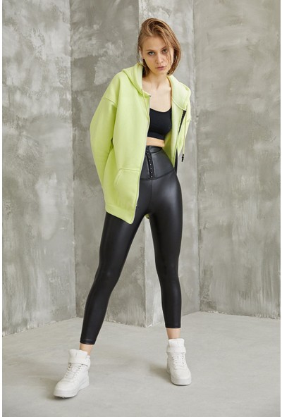 Foremia Oversize Fermuarlı Sweatshirt-Fıstık Yeşili