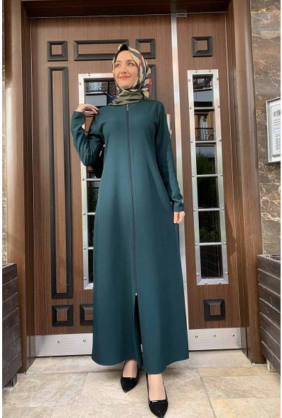 Sinelay Moda Çizgi Fermuarlı Ferace Zümrüt Yeşil Sinelay Moda Çizgi Fermuarlı Ferace Zümrüt Yeşil