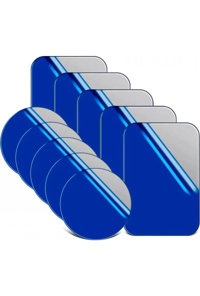 Hyperage [10 Adet] Manyetik Telefon Tutucular Için Metal Plaka - Gümüş (5 Daire 40MM 5 Dikdörtgen 45-65MM)