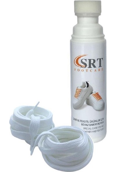 SRTfootcare Spor Beyaz Deri ve Kumaş Ayakkabı Bakım Boyası 75 ml 1 Adet + 2 Çift K103-K111 Spor Beyaz Bağcık SRTfootcare Spor Beyaz Deri ve Kumaş Ayakkabı Bakım Boyası 75 ml 1 Adet + 2 Çift K103-K111 Spor Beyaz Bağcık