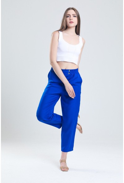 Quern Bayan Dokuma Bel Lastikli Günlük Pantolon Quern Bayan Dokuma Bel Lastikli Günlük Pantolon