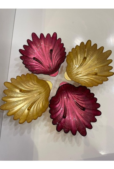 Doubleyy Şelale Model Sarı-Kırmızı 4'lü Kase