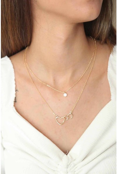 Karazona Kadın Kalp Sonsuzluk Gold Kaplama Kolye KZ-BKO6447