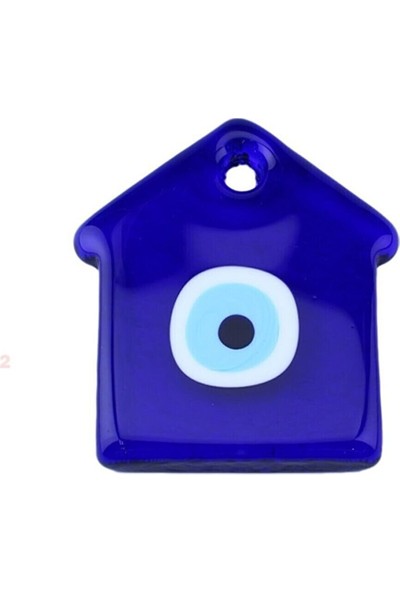 Piyop Cam Nazar Boncuğu Delikli Ev Modeli Büyük Boy 10.5X12 cm