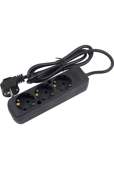 Nilson Flash Siyah 3'lü Topraklı Grup Priz 1 Metre
