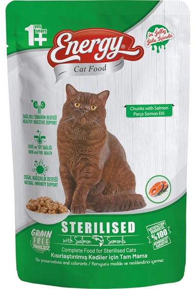 Pet Food Energy Cat Food Energy Somonlu Kısırlaştırılmış Islak Kedi Maması 85 gr Pet Food Energy Cat Food Energy Somonlu Kısırlaştırılmış Islak Kedi Maması 85 gr