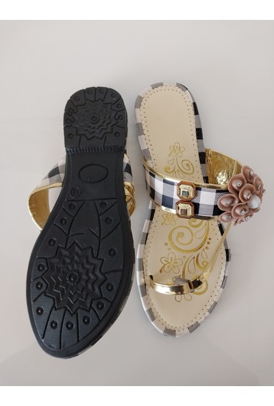 Hindistandan Ithal Hint Kadın Parmak Arası Terlik Şık ve Estetik Tasarım Renkli Desenli Taşlı