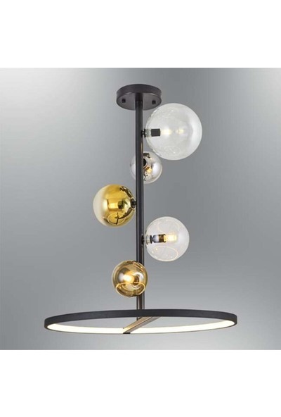 Özcan Aydınlatma 3114-5A Çember Sarkıt 5 Camlı Mat Siyah