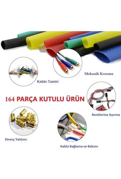 Ramdet 164 Parça Kablo Makaron Seti. Isıya Dayanıklı Kalo Koruyucu Kablo Tamir Borusu Kablo Kanalı Ramdet 164 Parça Kablo Makaron Seti. Isıya Dayanıklı Kalo Koruyucu Kablo Tamir Borusu Kablo Kanalı