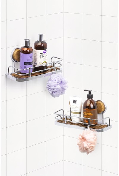 Okyanus Home Premium Krom Magic Fix Ahşap Dikdörtgen 2 Adet Banyo Rafı Okyanus Home Premium Krom Magic Fix Ahşap Dikdörtgen 2 Adet Banyo Rafı