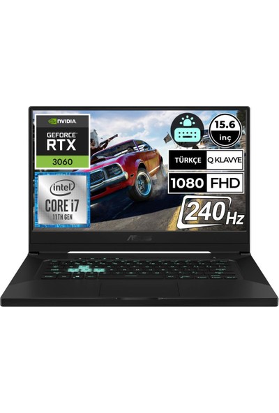 Asus Tuf Dash F15 FX516PM-AZ077A3 I7-11370H 24GB 512SSD RTX3060 15.6 Asus Tuf Dash F15 FX516PM-AZ077A3 I7-11370H 24GB 512SSD RTX3060 15.6