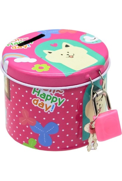 Yuvarlak Metal Kumbara L2 -Pembe