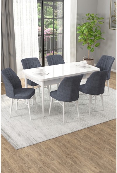 Rovena Mary 70X114 Mdf Açılabilir Beyaz Mutfak Masa Takımı Yemek Masası 6 Adet Sandalye Rovena Mary 70X114 Mdf Açılabilir Beyaz Mutfak Masa Takımı Yemek Masası 6 Adet Sandalye