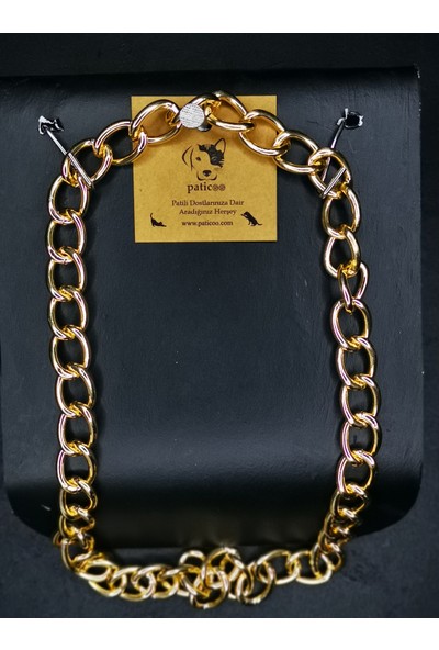 Paticoo Altın Kaplama Özel Kutulu Köpek Zinciri ( Hafif, Kafadan Geçirmeli )