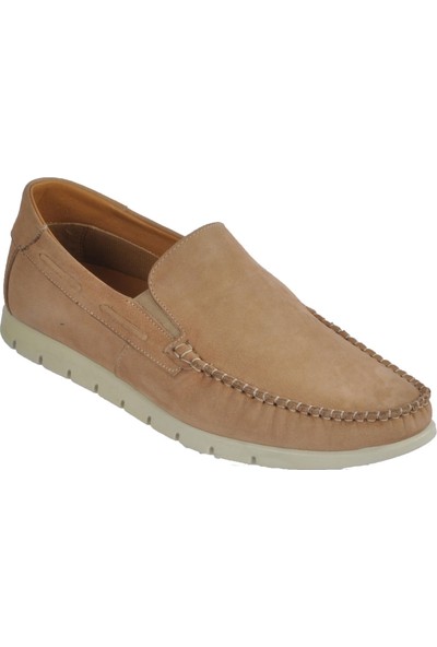 Pabucmarketi Bej Süet Hakiki Deri Slip On Ayakkabı