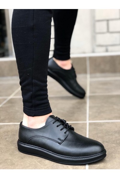 Pabucmarketi Bağcıklı Klasik Siyah Yüksek Siyah Taban Casual Erkek Ayakkabı Pabucmarketi Bağcıklı Klasik Siyah Yüksek Siyah Taban Casual Erkek Ayakkabı