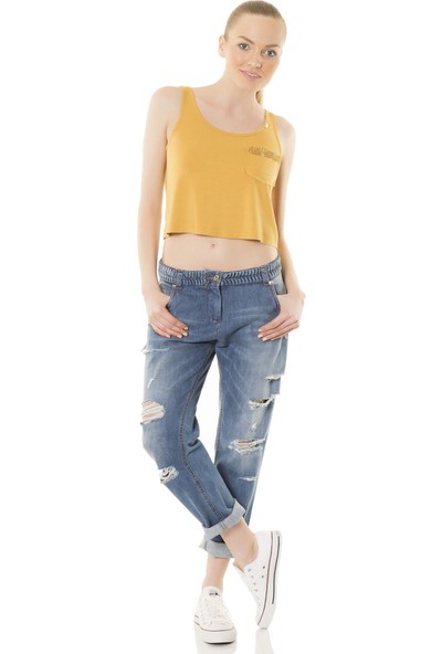 GIZIA Askılı Örme Safran Rengi Bluz