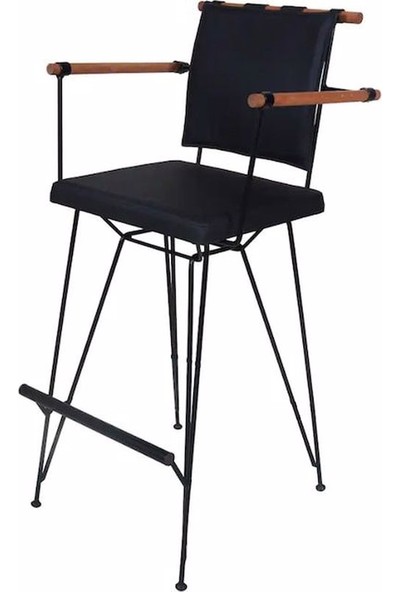 Okkored 1 Adet 75 cm Ahşap Detaylı Penyes Sandalye,bar Sandalyesi