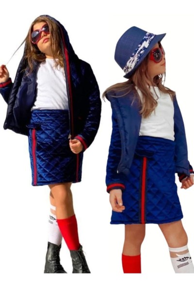 Kız Çocuk Kapitone Mont Etek Tarz Takım