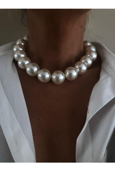 Rossetto Shoes Büyük İnci Choker Kolye