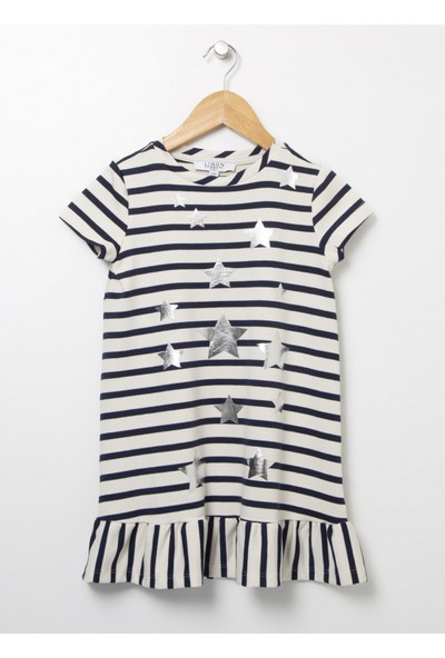 Limon Elbise 6 Yaş Ekru - Lacivert