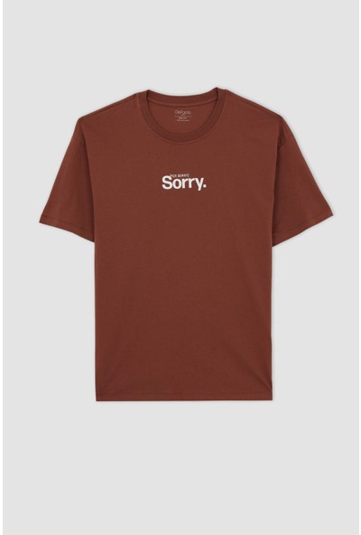 DeFacto Boxy Fit Bisiklet Yaka Slogan Baskılı Kısa Kollu TIŞÖRT X8781AZ22HS DeFacto Boxy Fit Bisiklet Yaka Slogan Baskılı Kısa Kollu TIŞÖRT X8781AZ22HS