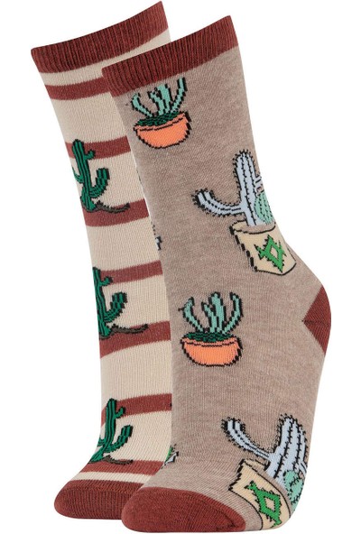 DeFacto Kadın Pamuklu 2'li Uzun Çorap S2916AZNS DeFacto Kadın Pamuklu 2'li Uzun Çorap S2916AZNS