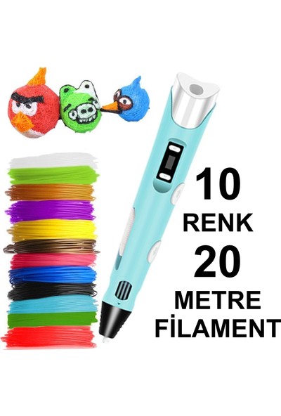 Robobloq Mavi 3D Kalem Yazıcı+10 Renk 20 Metre (10X2METRE) Pla Filament Robobloq Mavi 3D Kalem Yazıcı+10 Renk 20 Metre (10X2METRE) Pla Filament