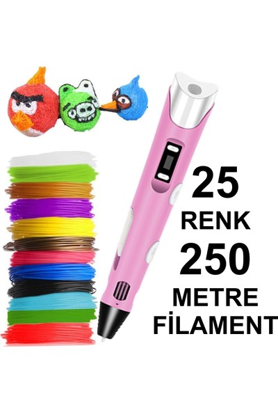 Robobloq Pembe 3D Kalem Yazıcı+25 Renk 250 METRE(25X10METRE) Pla Filament Robobloq Pembe 3D Kalem Yazıcı+25 Renk 250 METRE(25X10METRE) Pla Filament