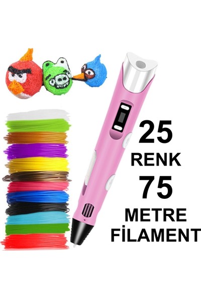 Robobloq Pembe 3D Kalem Yazıcı+25 Renk 75 Metre (25X3METRE) Pla Filament Robobloq Pembe 3D Kalem Yazıcı+25 Renk 75 Metre (25X3METRE) Pla Filament