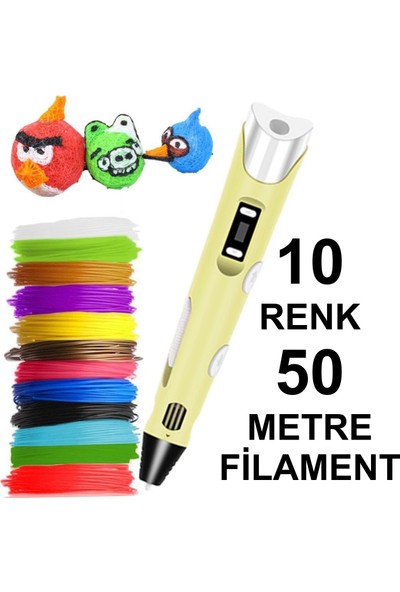 Robobloq Sarı 3D Kalem Yazıcı+10 Renk 50 Metre (10X5METRE) Pla Filament Robobloq Sarı 3D Kalem Yazıcı+10 Renk 50 Metre (10X5METRE) Pla Filament