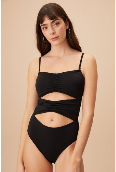 Suwen Straplez Büzgülü Mayokini