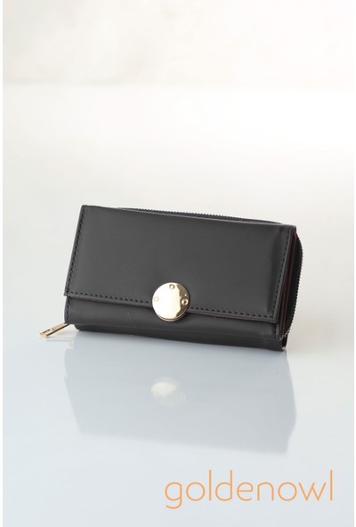 Goldenowl Lüx Kadın Düğmeli Çok Bölmeli Cüzdan