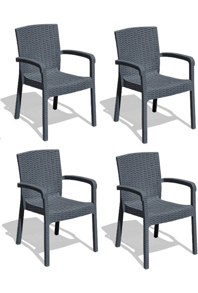 Violet Rattan Koltuk Rattan Bahçe Balkon Sandalyesi Antrasit (4 Adet) Violet Rattan Koltuk Rattan Bahçe Balkon Sandalyesi Antrasit (4 Adet)