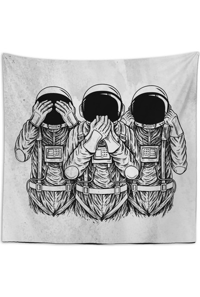 Üç Astronot Duvar Halısı 100 x 75 cm Üç Astronot Duvar Halısı 100 x 75 cm