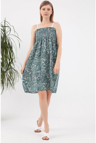 Modaess Ip Askılı Desenli Elbise
