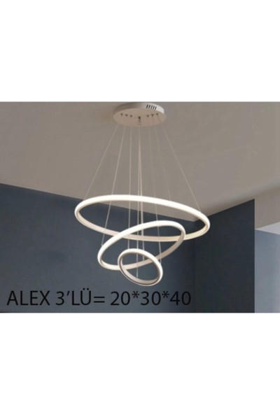 Ömür Avize Meyz Beyaz3 Lü Ledli Avize Alex3 Li Beyaz