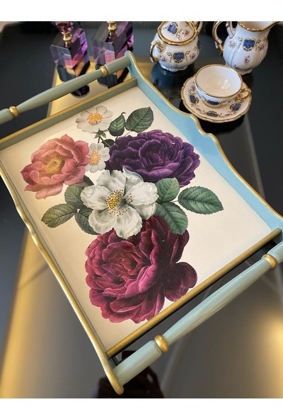 Fatto A Mano Design Ahşap El Boyaması Kulplu Sunum ve Servis Tepsisi Fatto A Mano Design Ahşap El Boyaması Kulplu Sunum ve Servis Tepsisi